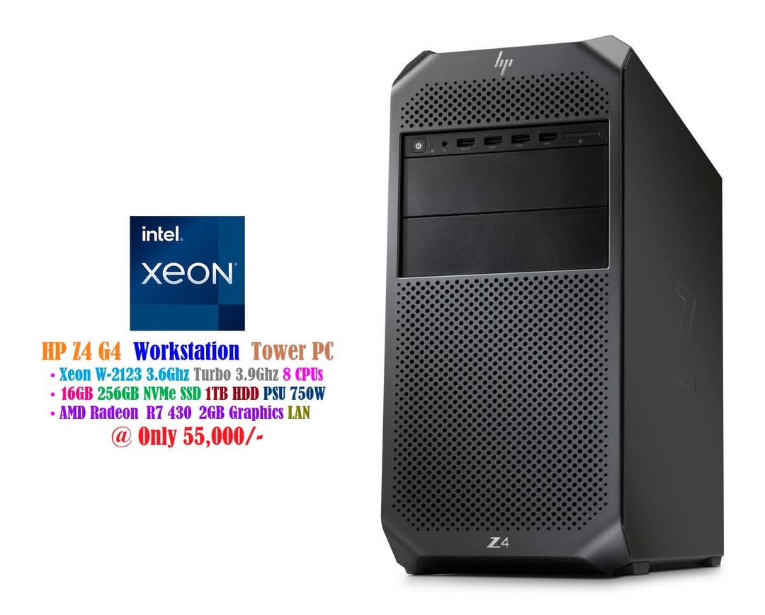 HP Z4 G4 Workstation Tower Xeon W-2123 3.6Ghz 8 CPUs 16GB 256GB NVMe ...